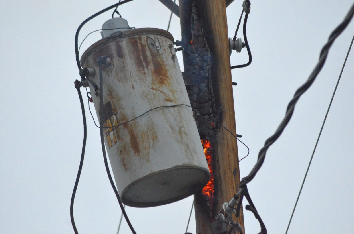 Craig power pole catches fire | CraigDailyPress.com