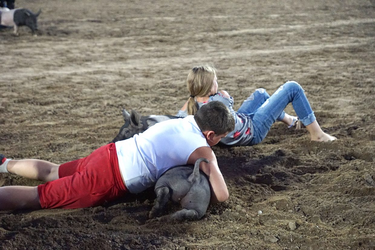 Kids go hog wild at 100th Moffat County Fair Catch-A-Pig Contest ...
