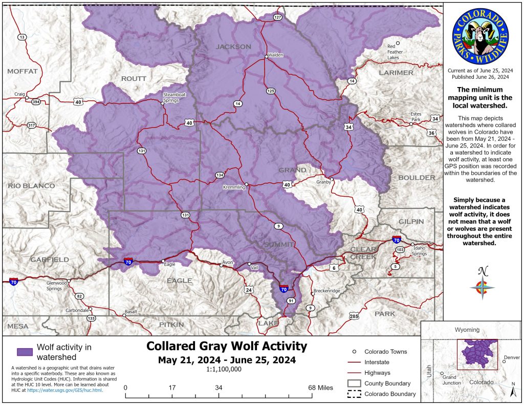 June map shows wolves moving into Eagle, Summit counties, slightly ...