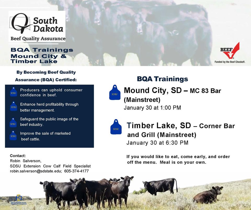 SDSU Extension to host Beef Quality Assurance training in Mound City, Timber Lake | TSLN.com