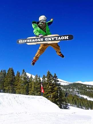 In the Breckenridge terrain park with snowskater Clayton Conway and ...