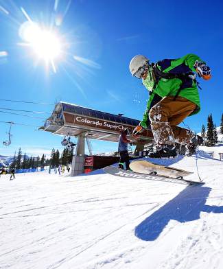In the Breckenridge terrain park with snowskater Clayton Conway and ...