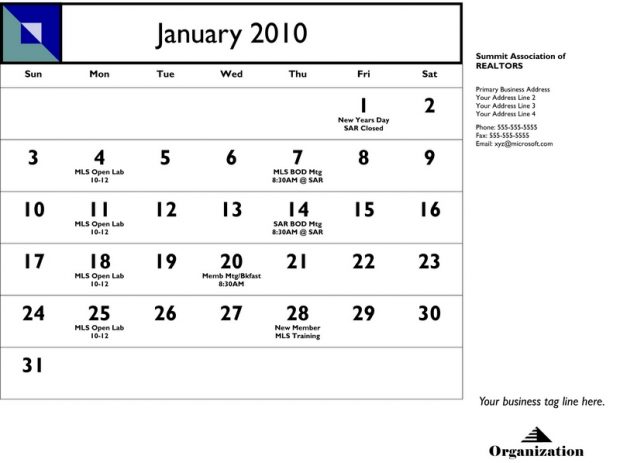 January SAR Calendar | SummitDaily.com