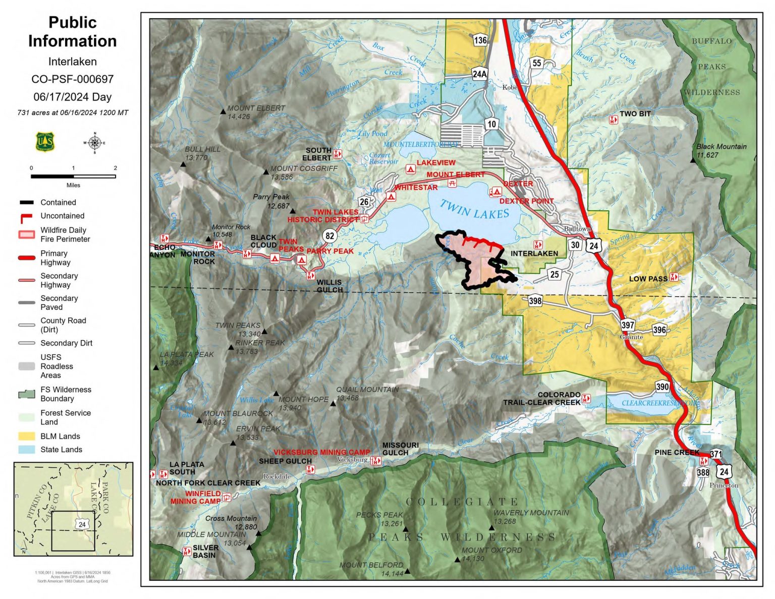 Update: Human-caused Interlaken Fire near Twin Lakes now at 86% ...