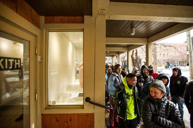 Photos: Lines grow long for Kith pop-up store opening in Aspen ...