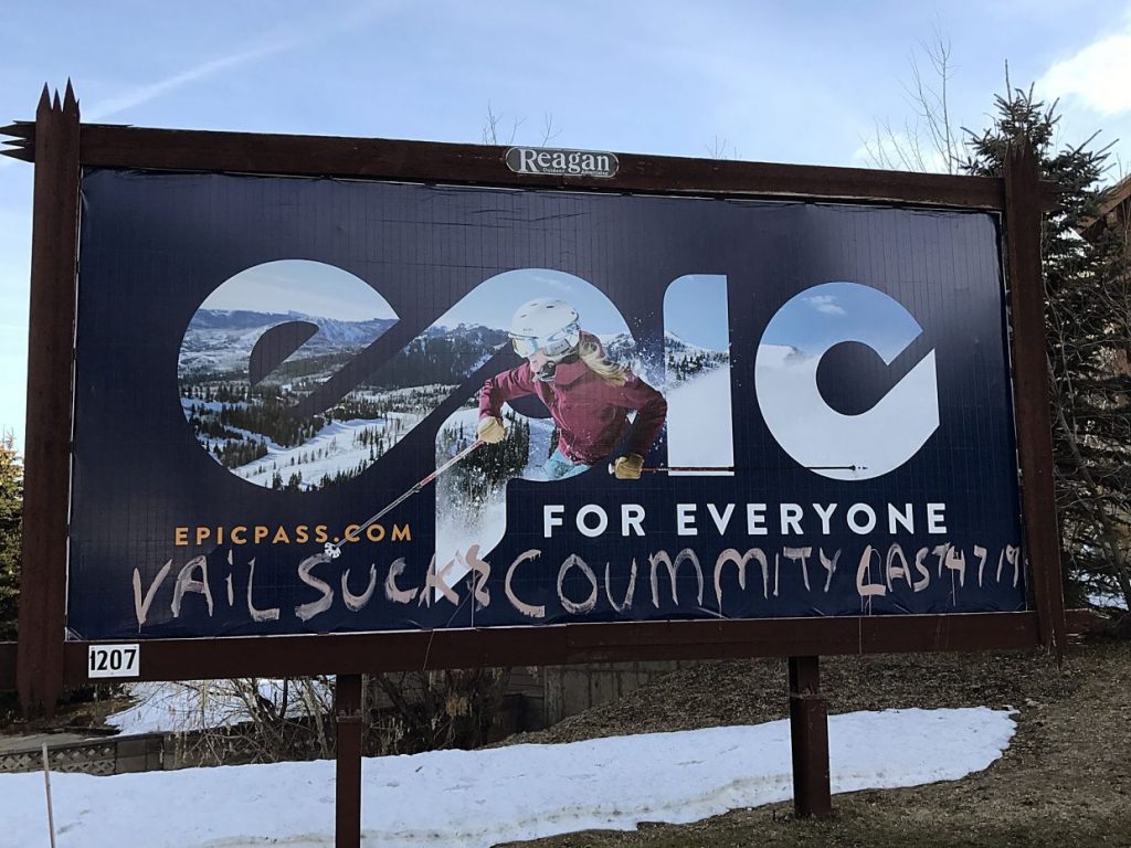 Vail Resorts billboard in Park City vandalized on closing weekend ...