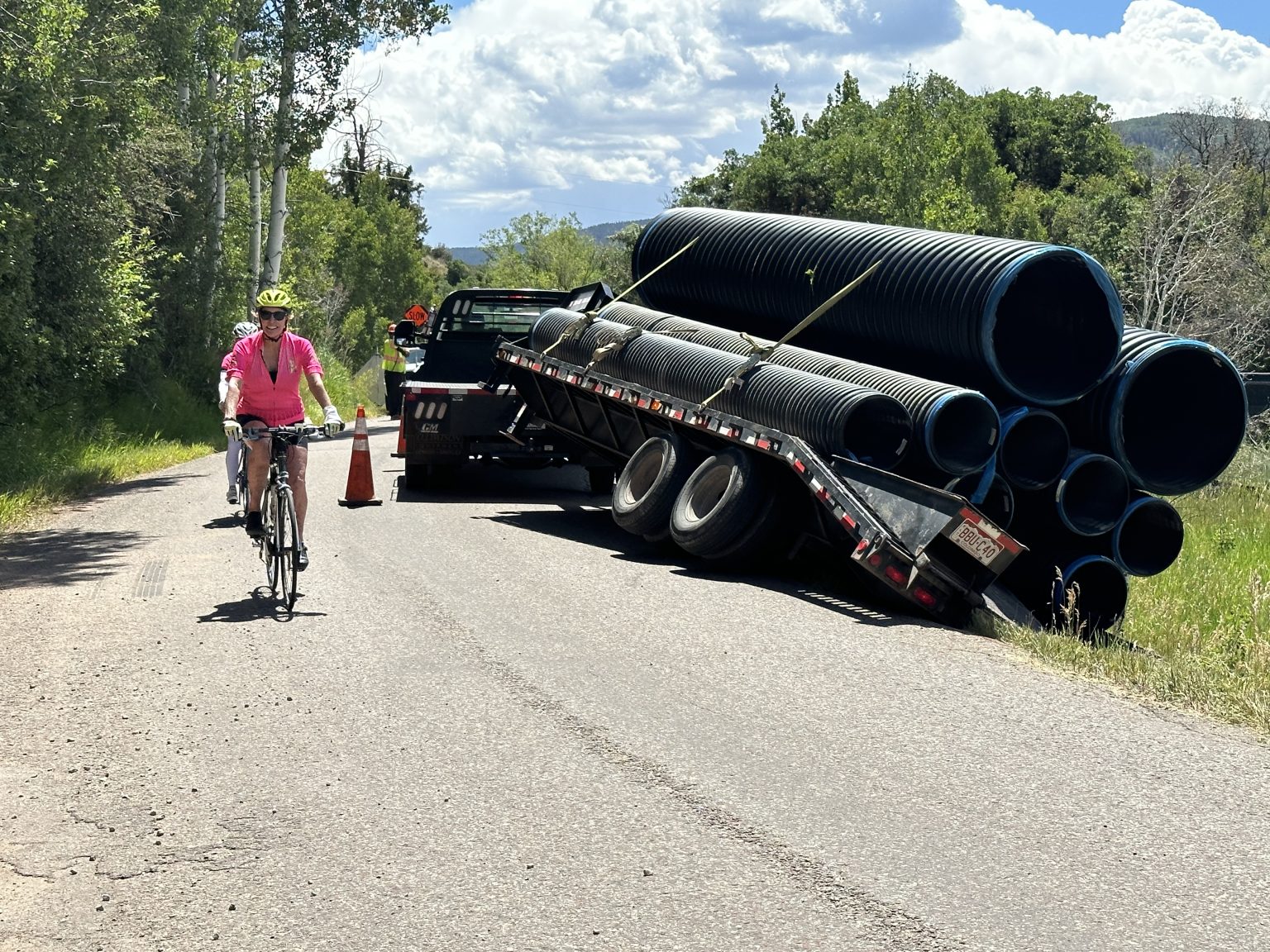 Aspen Misc.: Stuck pipe truck on Woody Creek Rd. | AspenTimes.com