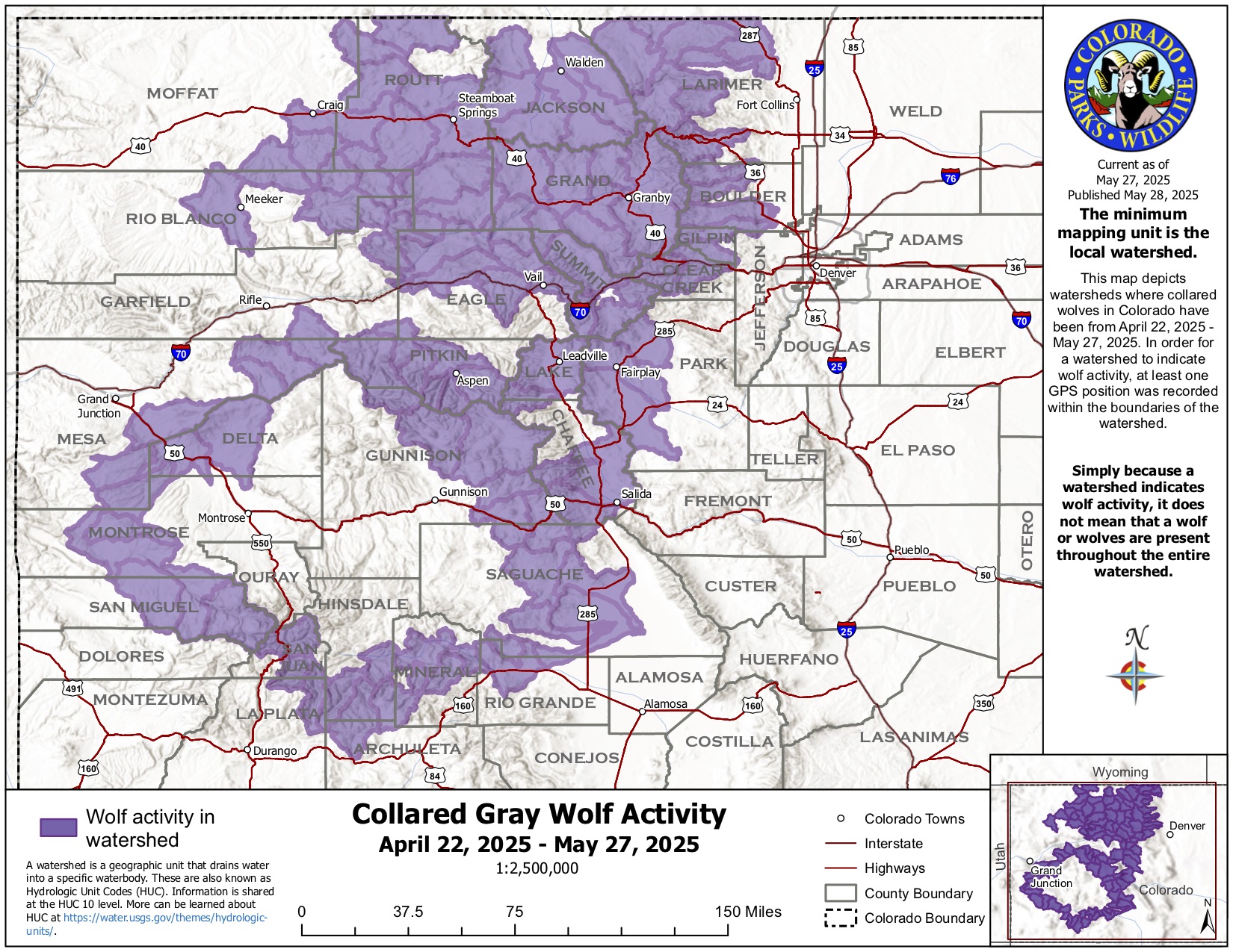Colorado’s reintroduced wolves tour new counties in latest activity map ...