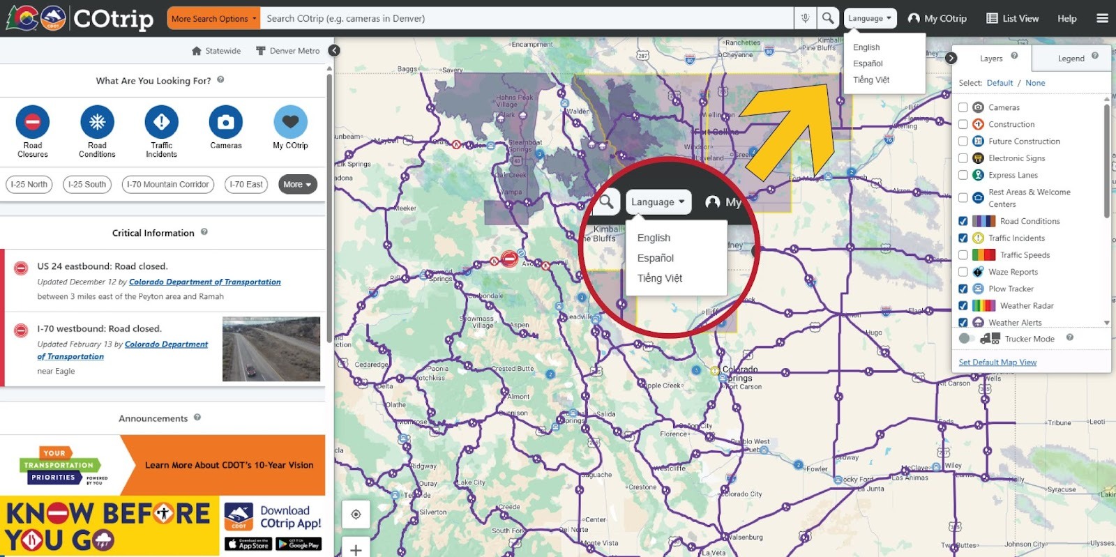 Colorado transportation officials update COTrip app with push ...