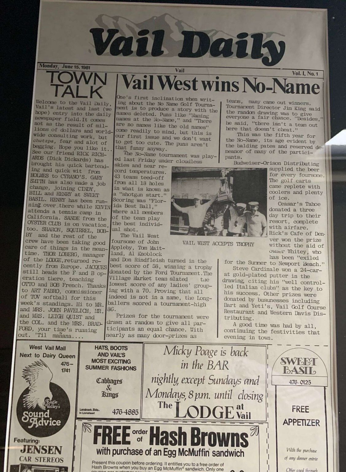 Time Machine: 45 years ago: Vail Daily publishes its first issue ...