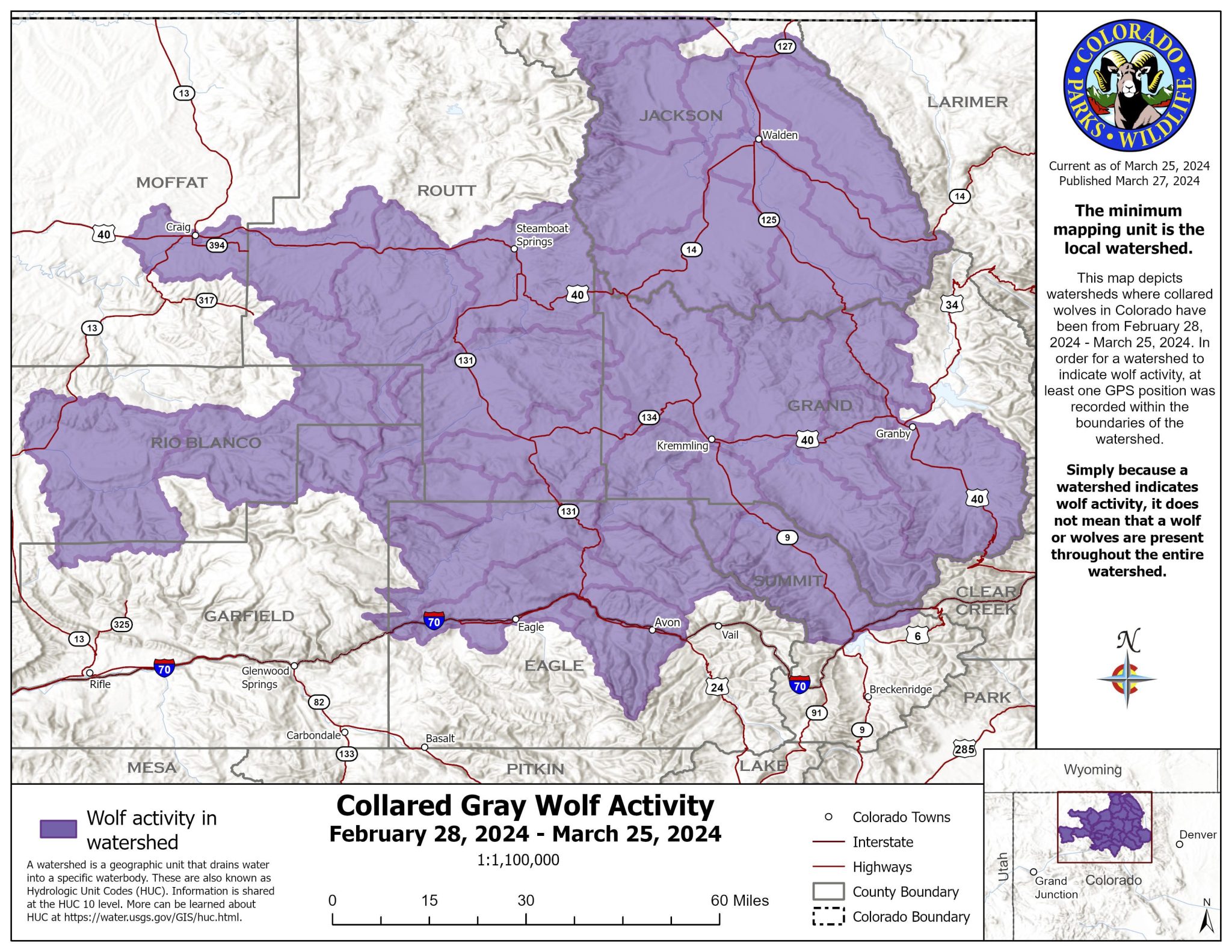 Colorado Parks and Wildlife releases March wolf map; activity returns ...