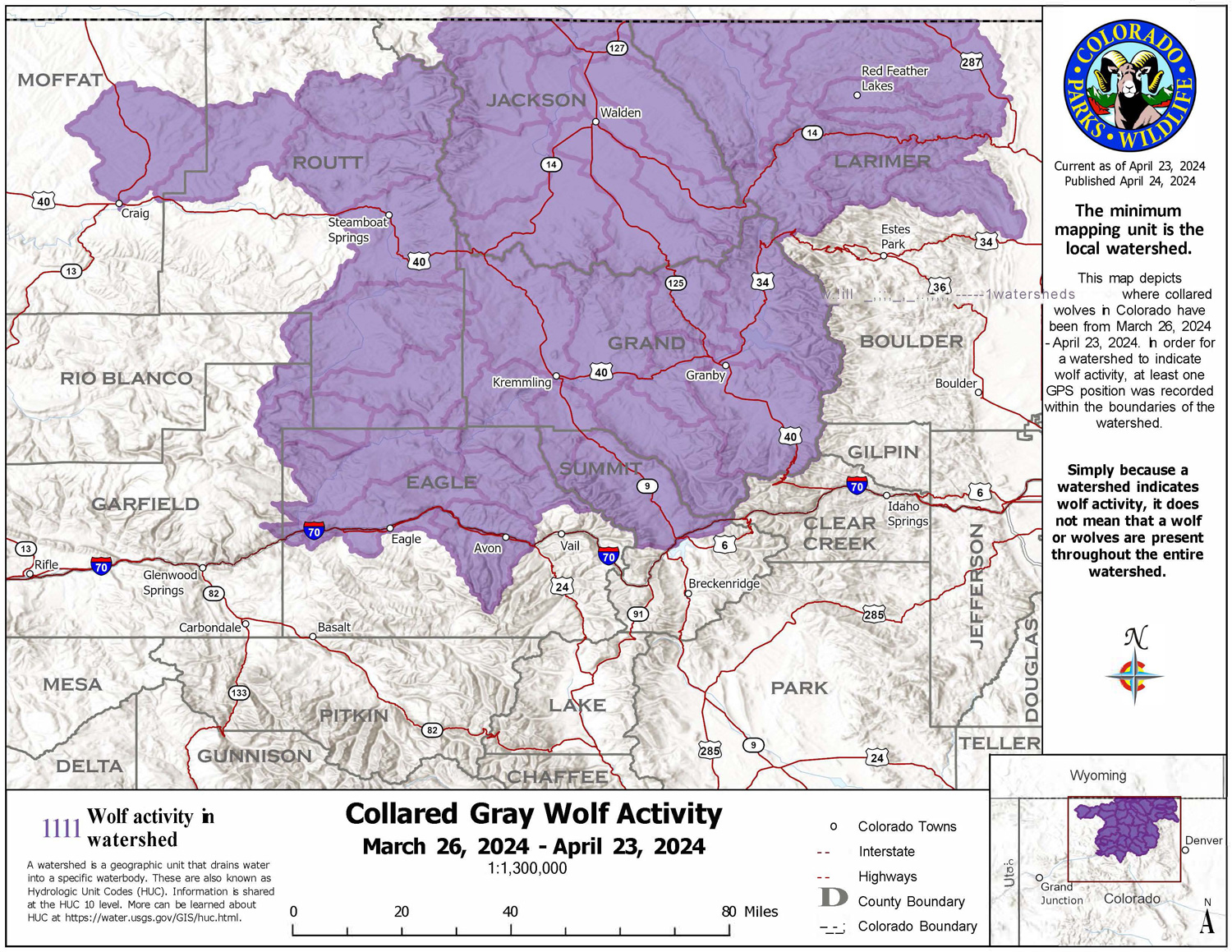 April Colorado Parks and Wildlife wolf map shows new activity in the ...