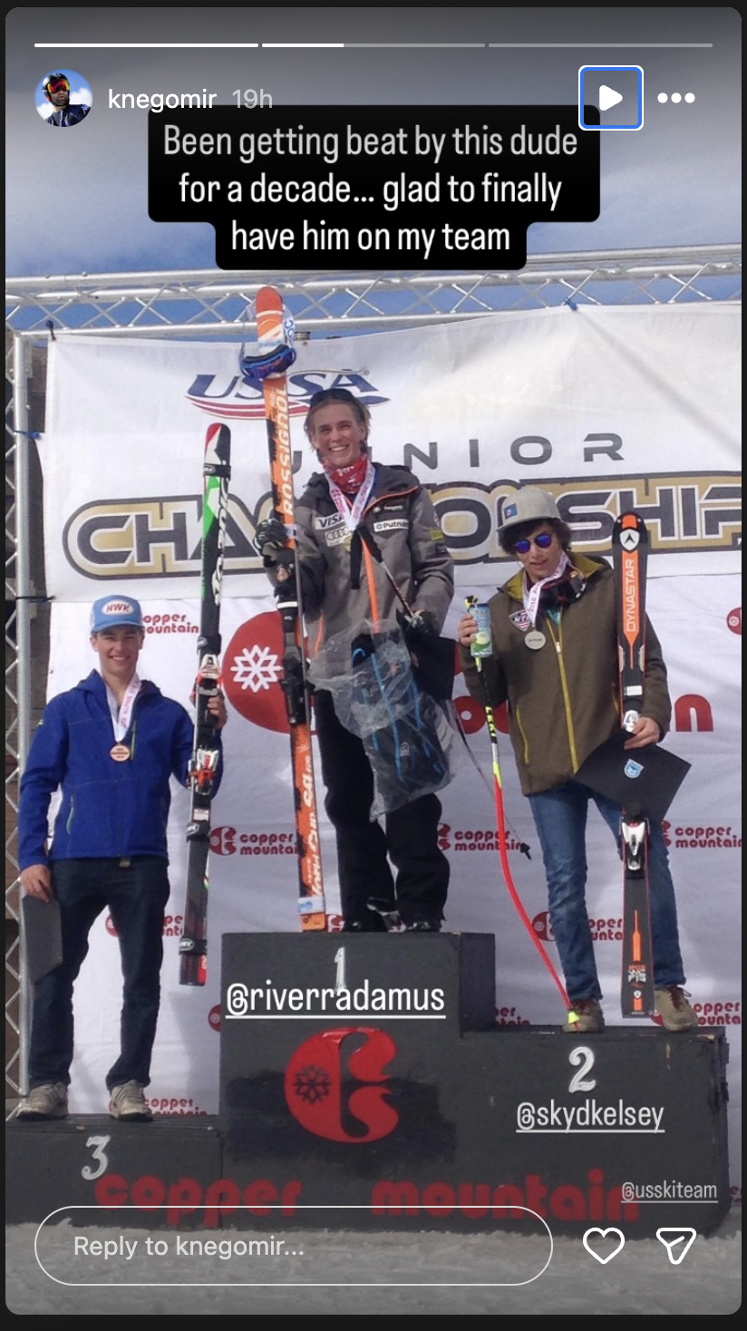 After growing up together at Ski and Snowboard Club Vail, River Radamus ...