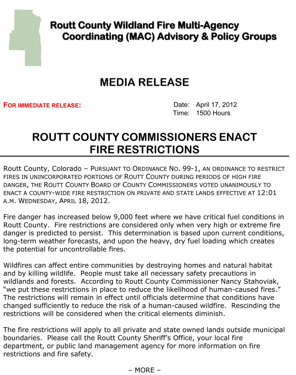 Routt County fire restrictions | SteamboatToday.com