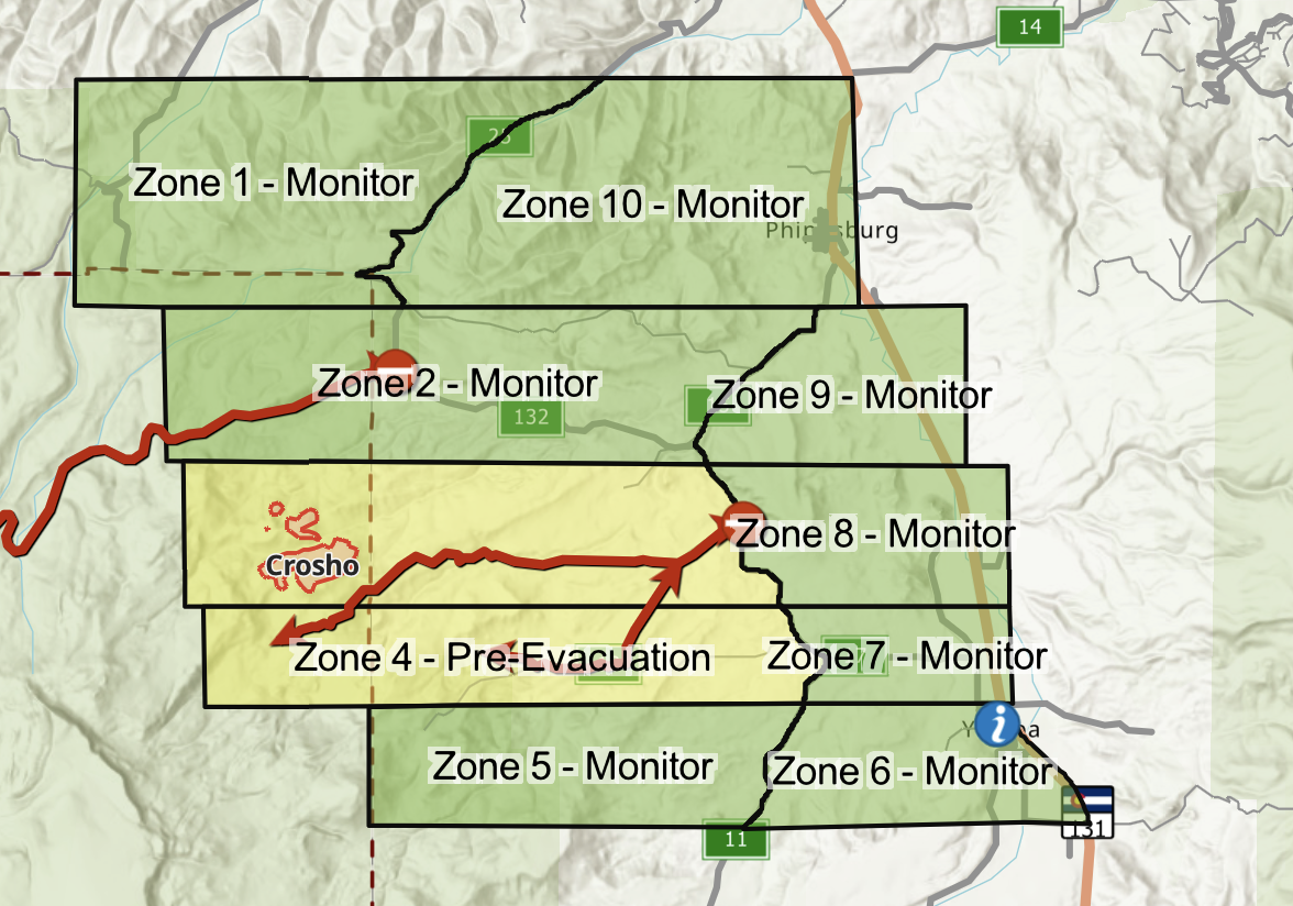 Crosho Fire spreads to 300 acres Tuesday; evacuation zones established ...