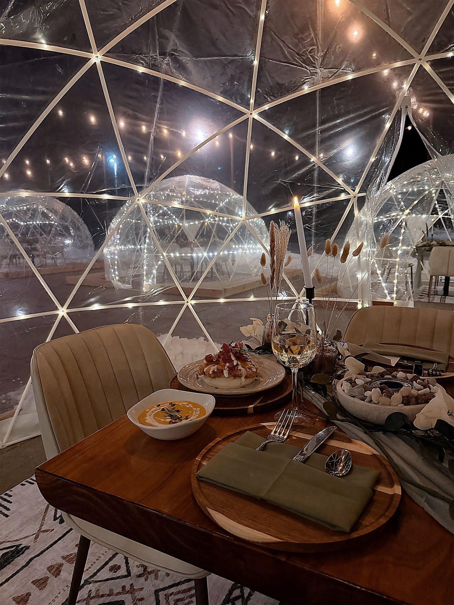 ‘Alpenglow Supper Club’ igloos at Harison’s offer unique mountain ...