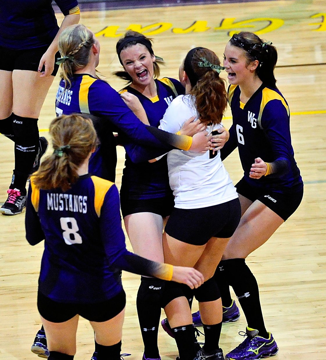 Photo: Mustangs celebrate big volleyball win | SkyHiNews.com