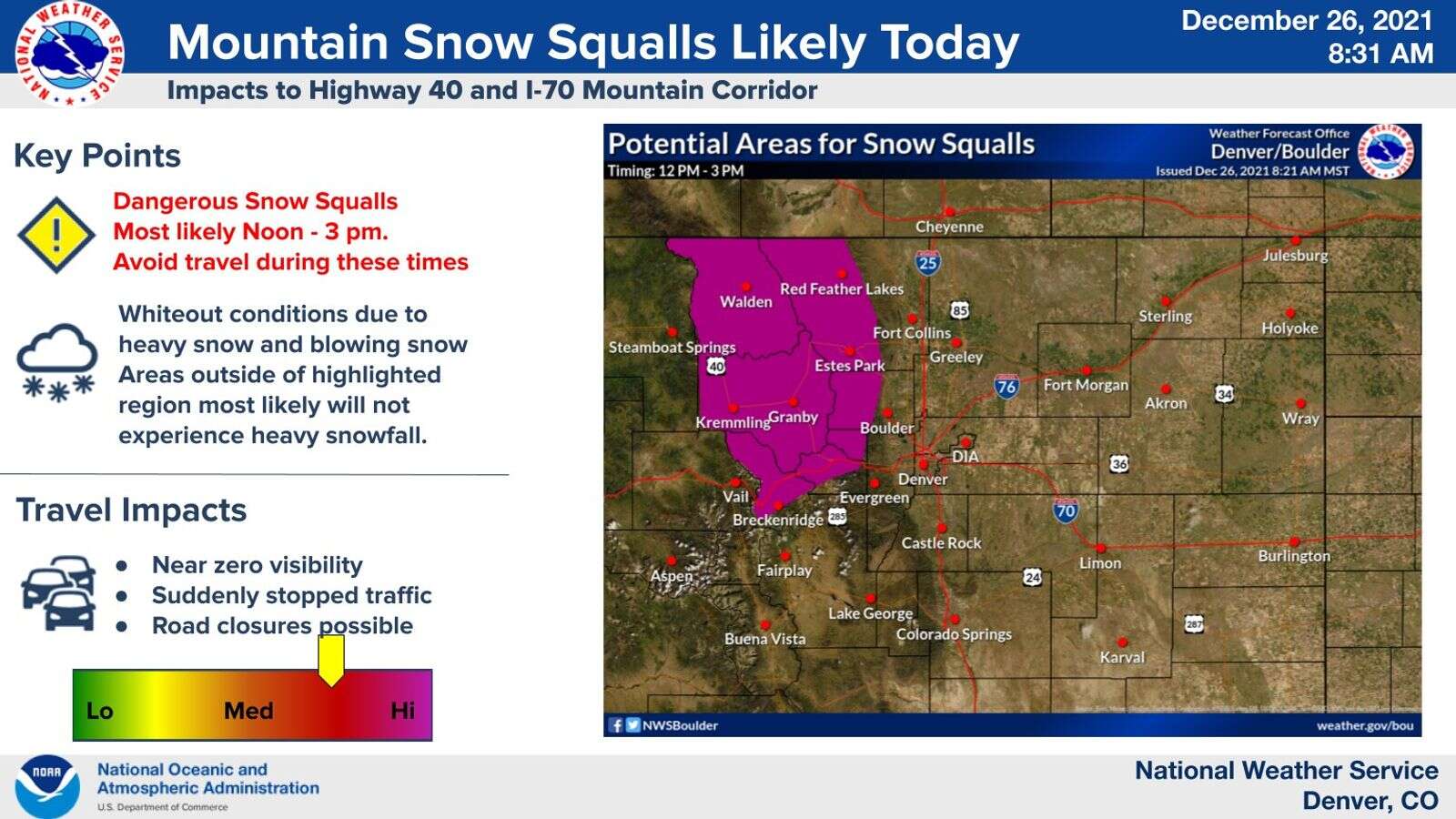 Snow squalls to hinder travel | SkyHiNews.com
