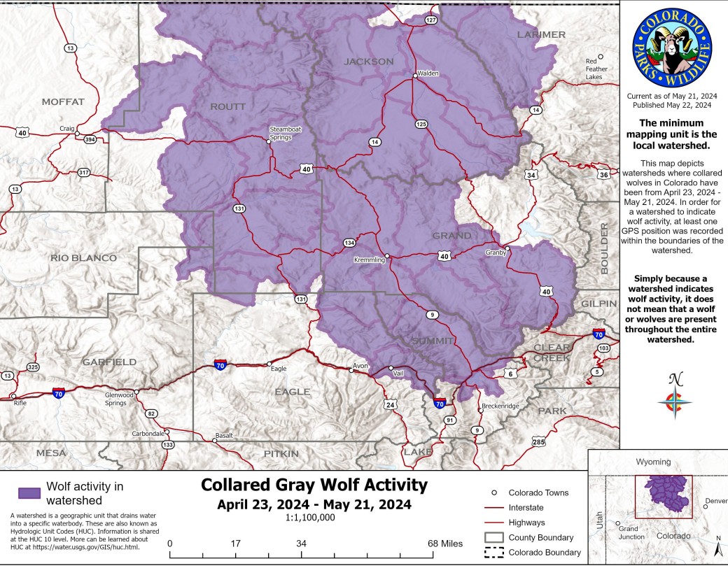 May map shows Colorado’s wolves are moving closer to mountain ...