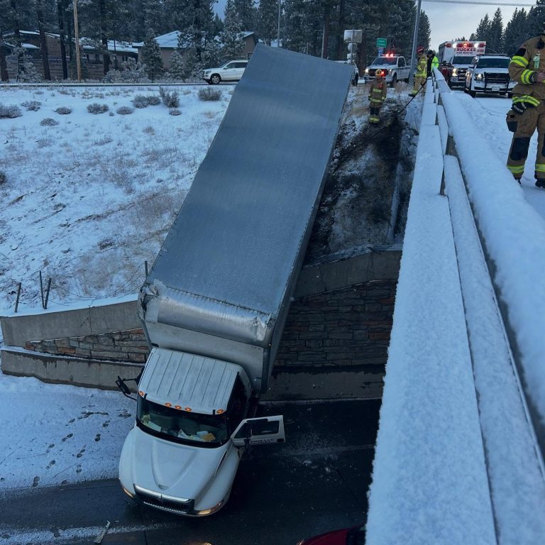 Truckee Fire crews respond to semi truck accident on I-80 bridge ...