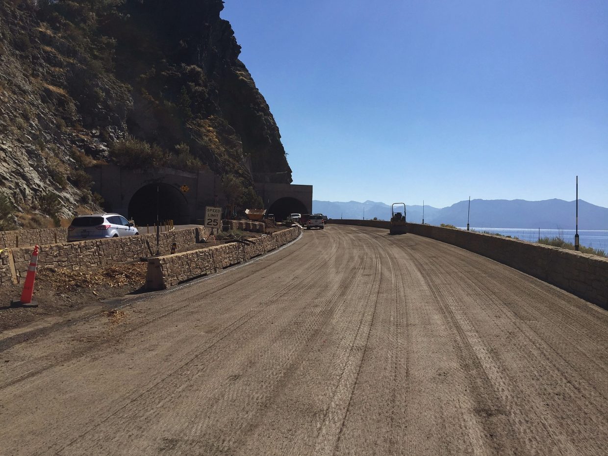 Asphalt paving underway at Cave Rock; expect constant changes in flow ...