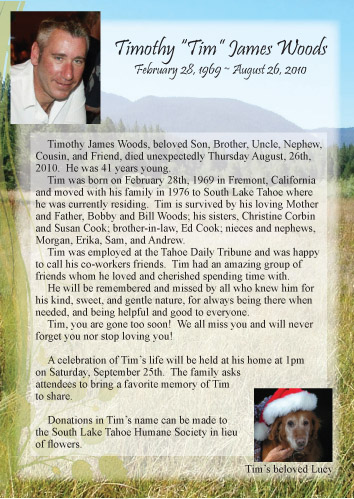 OBITUARY: Tim Woods | TahoeDailyTribune.com