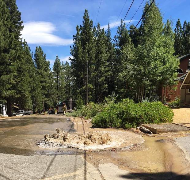 Broken water main, gas line trigger geyser-like leak at Lake Tahoe ...
