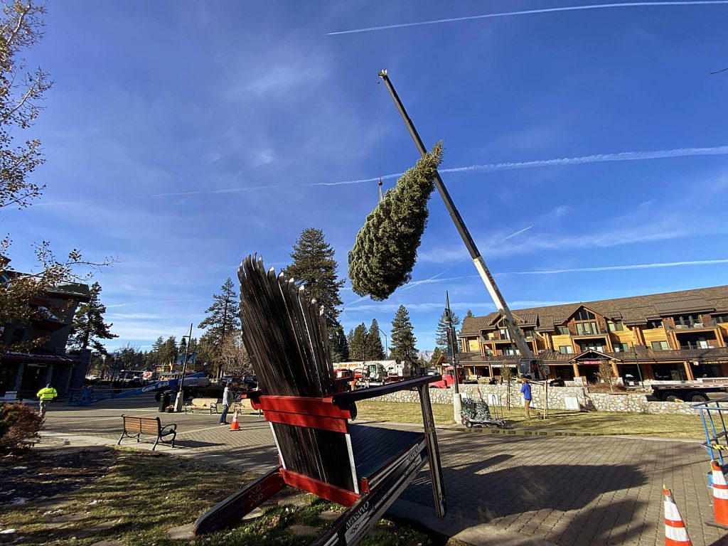 60 foot Christmas tree installed in South Lake Tahoe ...