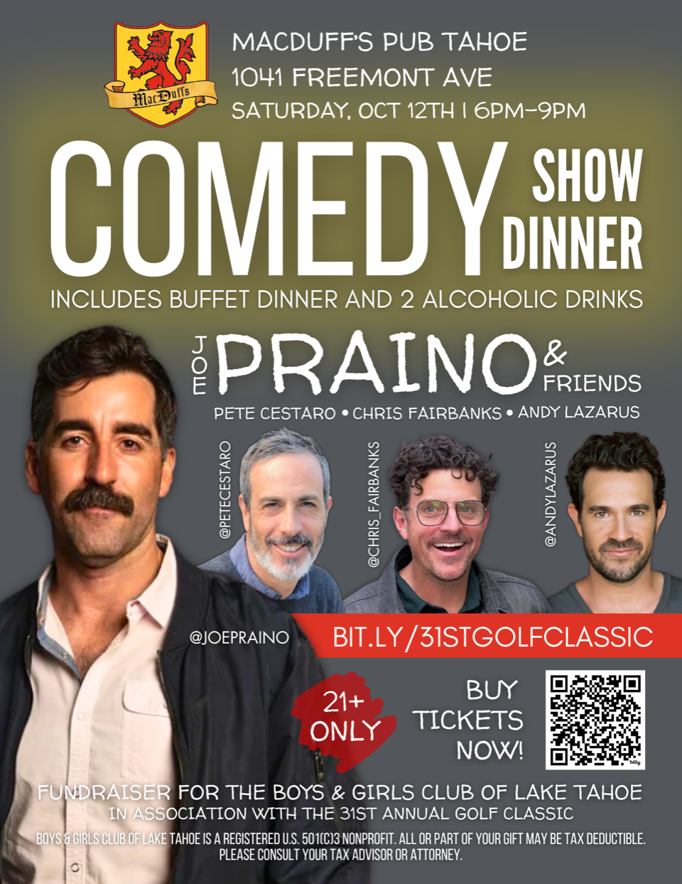 Boys & Girls Club of Lake Tahoe to host comedy show dinner at MacDuffs ...