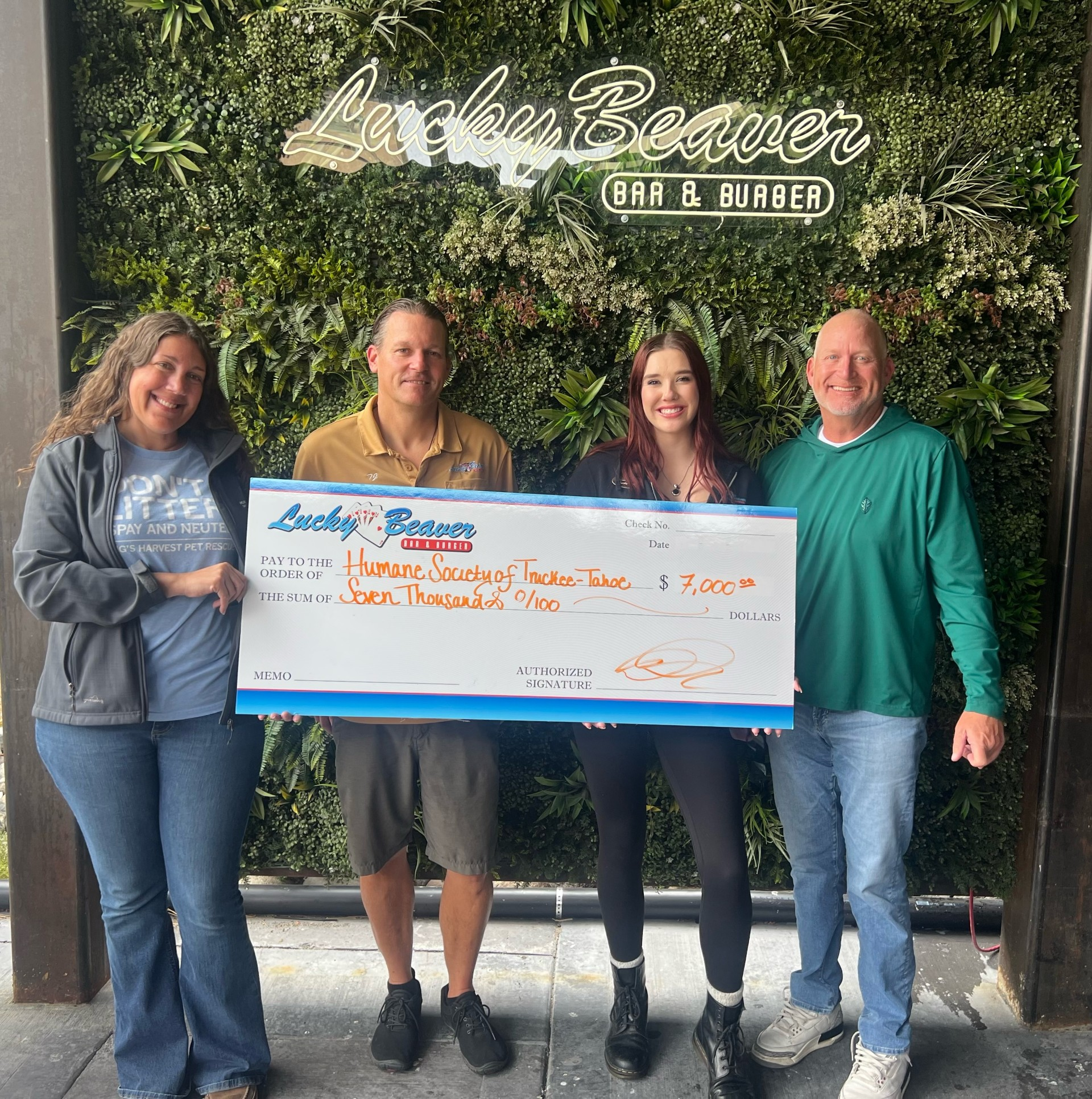 Lucky Beaver Bar and Burger donates $7,000 to Humane Society of Truckee ...